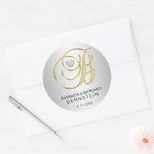 Custom Elegant Silver Gold Monogrammed Wedding Classic Round Sticker ...