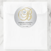 Custom Elegant Silver Gold Monogrammed Wedding Classic Round Sticker ...