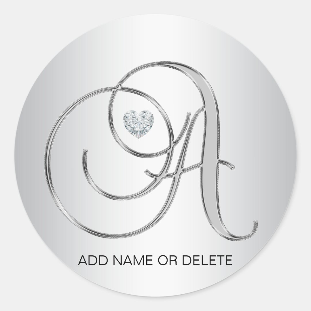 Custom Elegant Silver Monogrammed Initial Letter A Classic Round ...