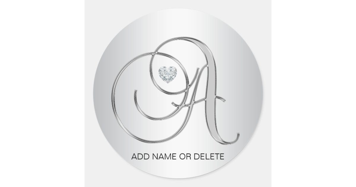 Custom Elegant Silver Monogrammed Initial Letter A Classic Round ...