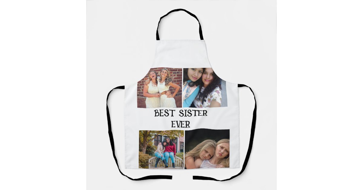 CUSTOM ELEGANT SISTER 4 PHOTO COLLAGE APRON | Zazzle