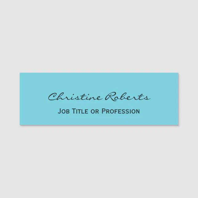 Custom Elegant Teal Aqua Business Employee Name Tag | Zazzle