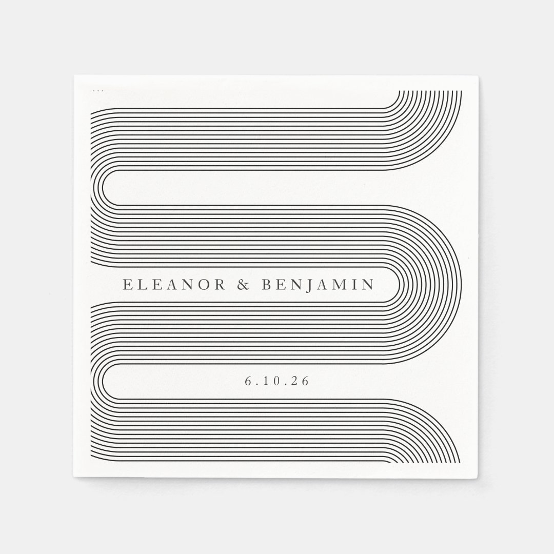 Custom Elegant White Arch Lines Trendy Wedding Napkins | Zazzle