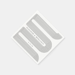 Custom Elegant White Arch Lines Trendy Wedding Napkins | Zazzle