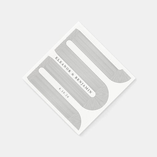 Custom Elegant White Arch Lines Trendy Wedding Napkins | Zazzle