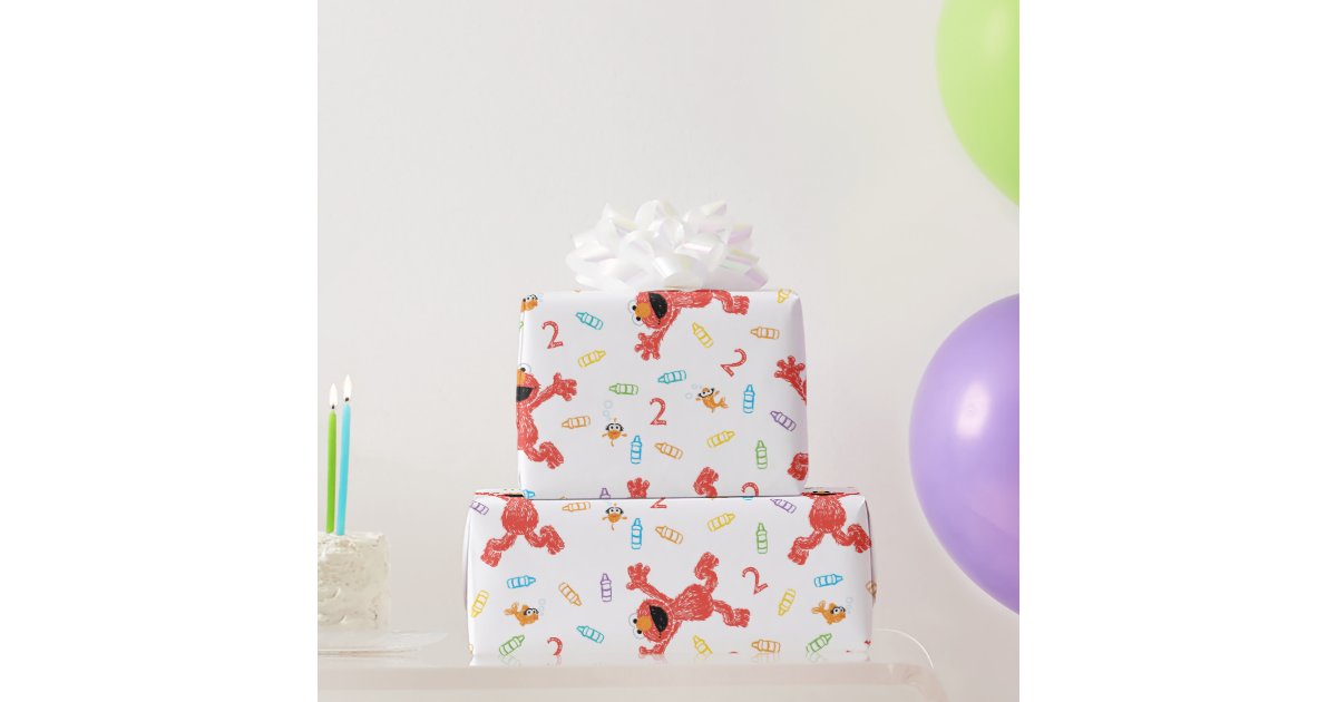 Custom Elmo Crayon Pattern Birthday Wrapping Paper | Zazzle