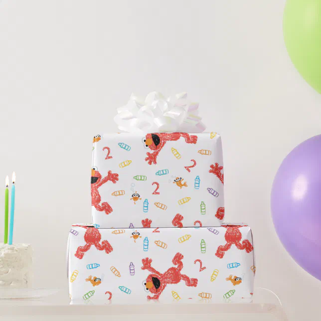 Custom Elmo Crayon Pattern Birthday Wrapping Paper | Zazzle