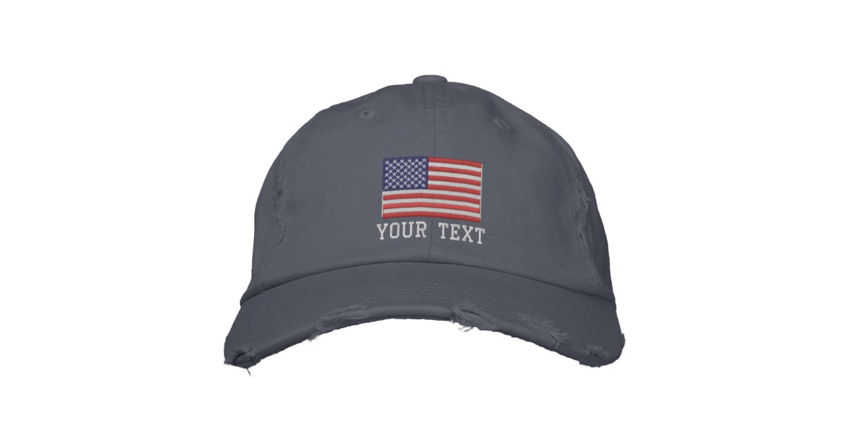 Custom embroidered hats with American flag logo | Zazzle