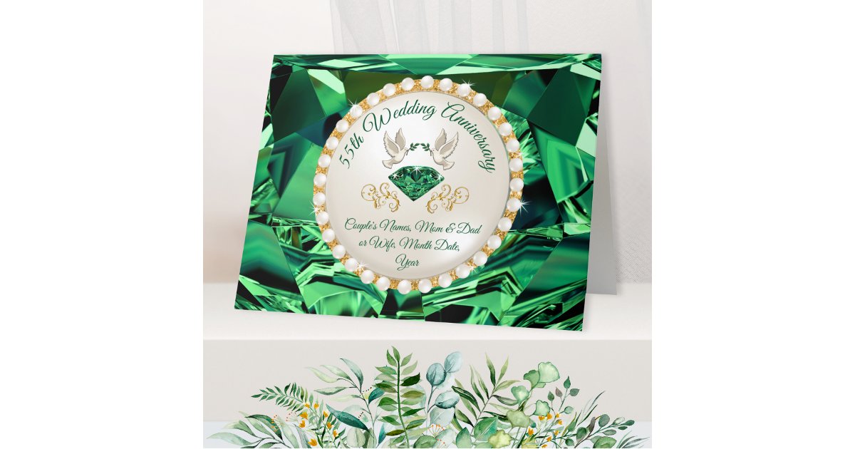 Custom Emerald, 55th Wedding Anniversary Cards | Zazzle