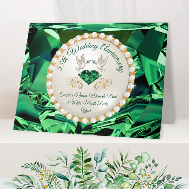 Custom Emerald, 55th Wedding Anniversary Cards | Zazzle