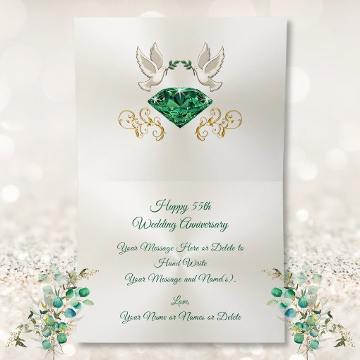 Custom Emerald, 55th Wedding Anniversary Cards | Zazzle