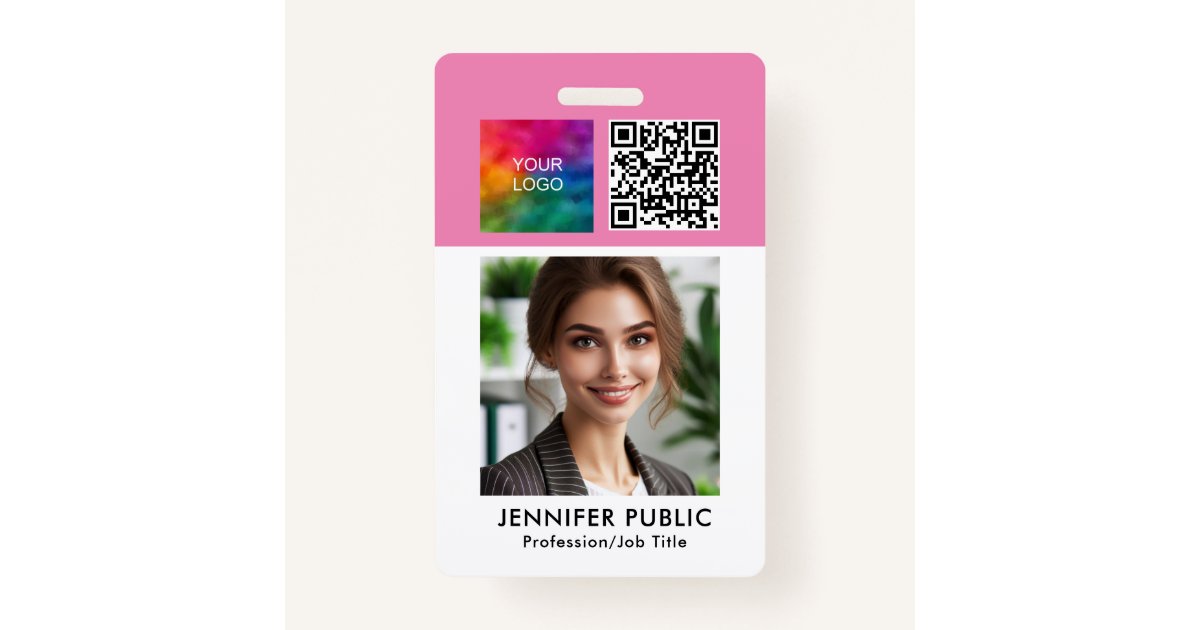 Custom Employee Company QR Code Logo Template Badge | Zazzle