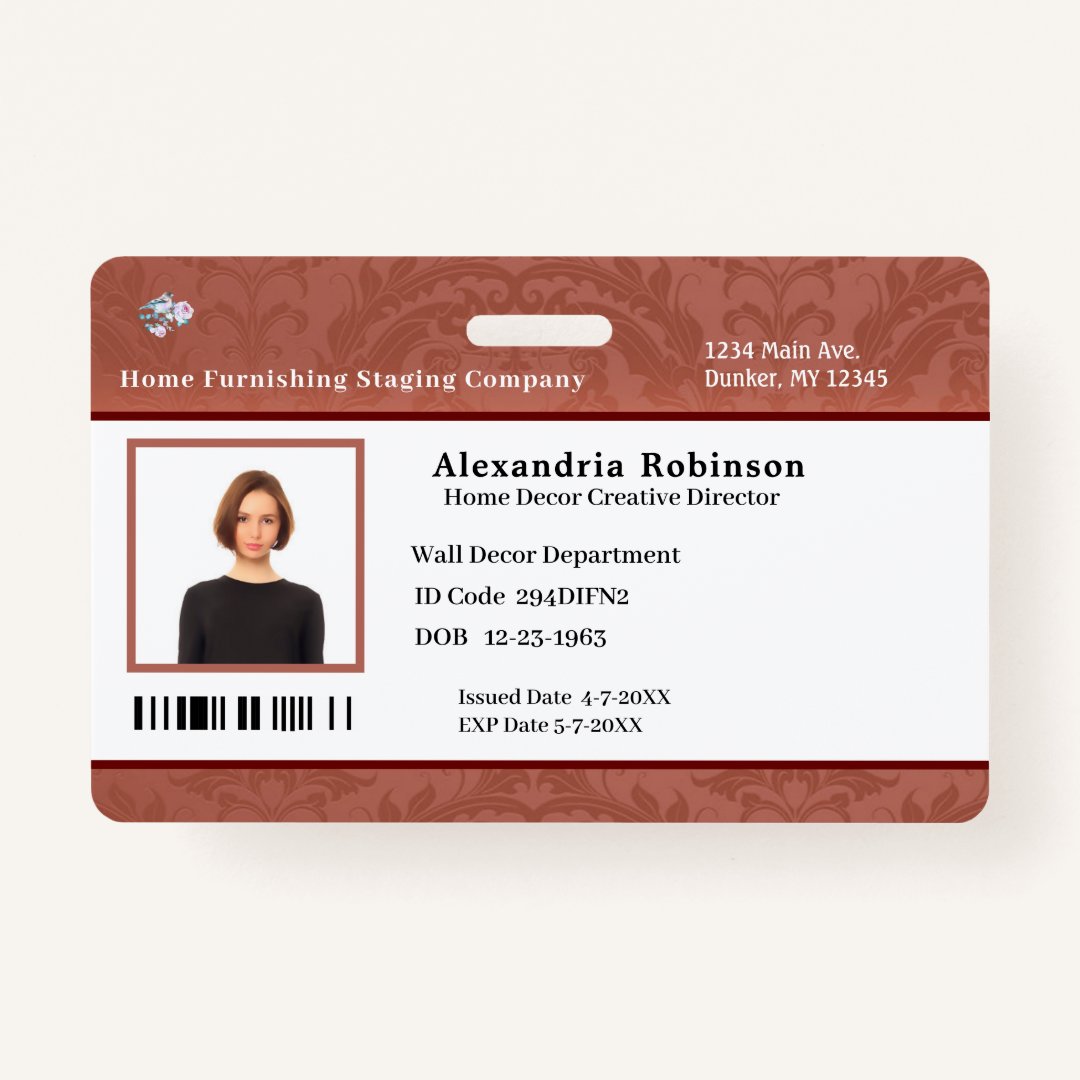 Custom Employee ID Identification Photo Bar Code Badge | Zazzle