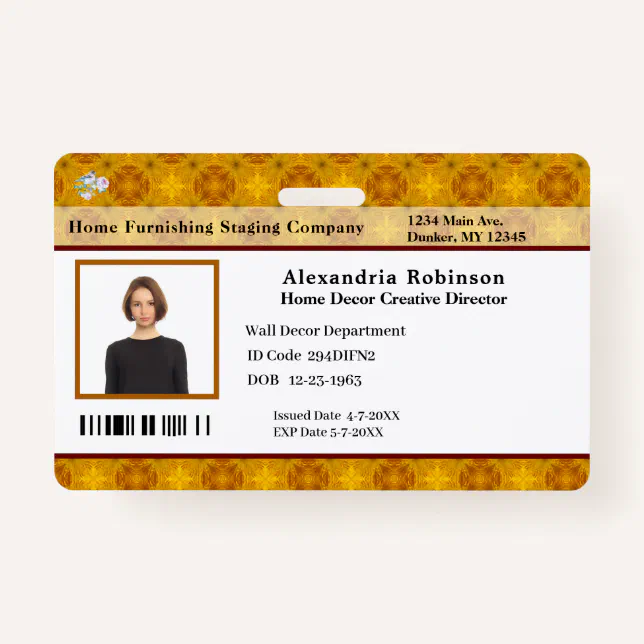 Custom Employee ID Identification Photo Bar Code Badge | Zazzle