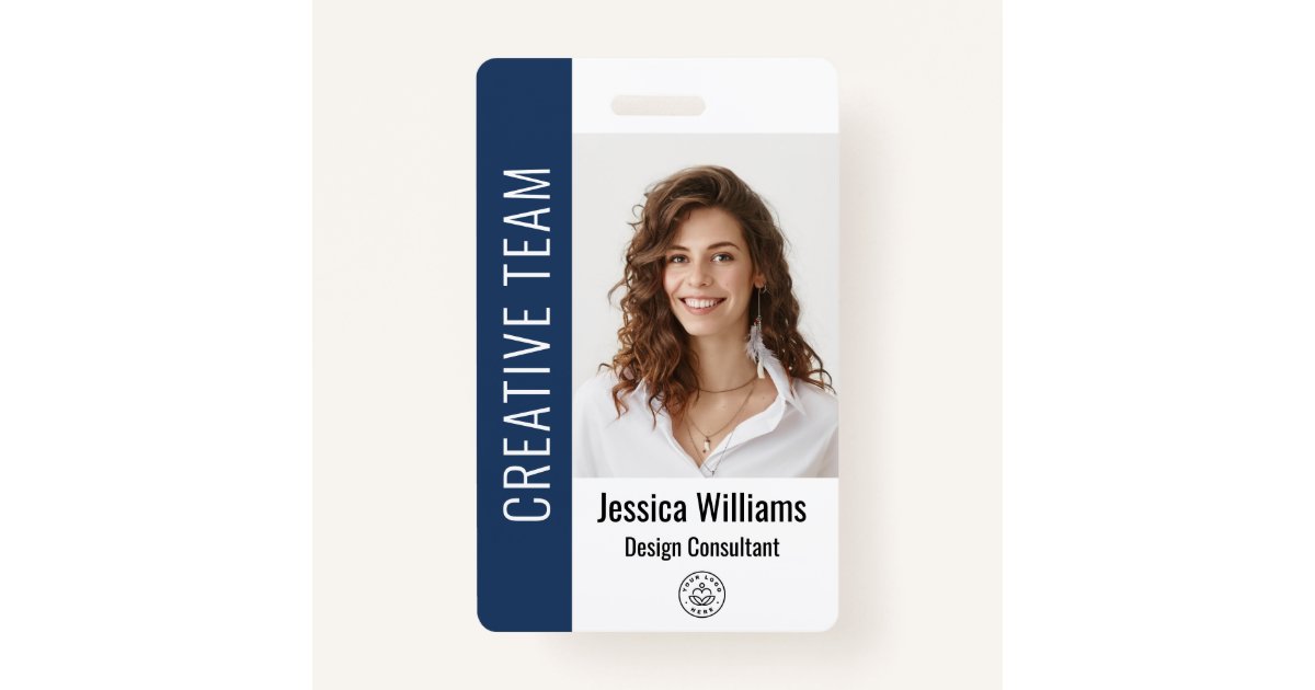 Custom Employee Large Photo, BarCode, Logo, Name Badge | Zazzle