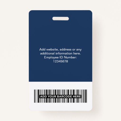 Custom Employee Large Photo, BarCode, Logo, Name Badge | Zazzle