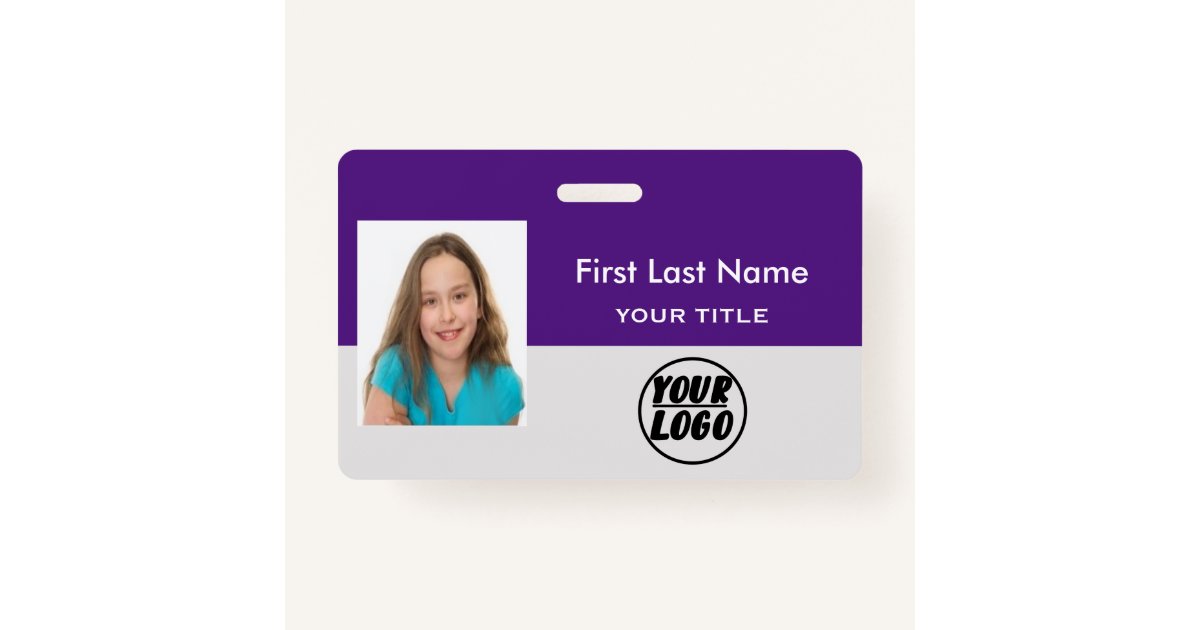Custom Employee Logo & Photo & Bar Code name Badge | Zazzle