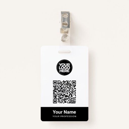 Custom Employee Name Business Logo Qr Code Badge | Zazzle