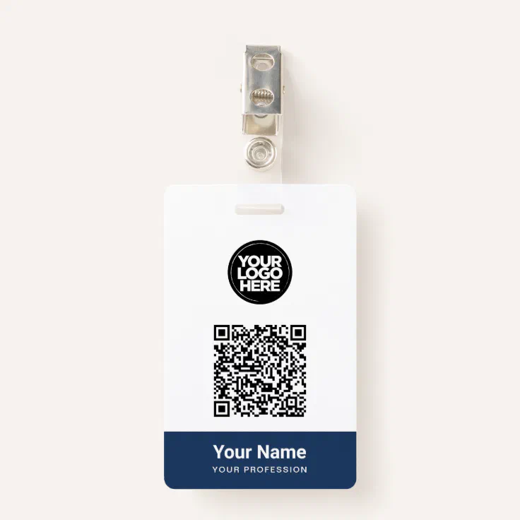 Custom Employee Name Business Logo Qr Code Badge | Zazzle