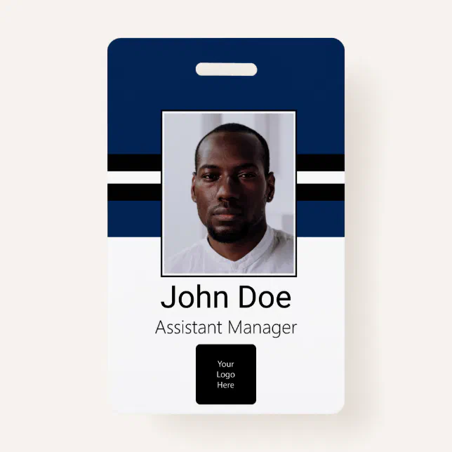 Custom Employee Name, Photo, Bar Code, Logo Badge | Zazzle