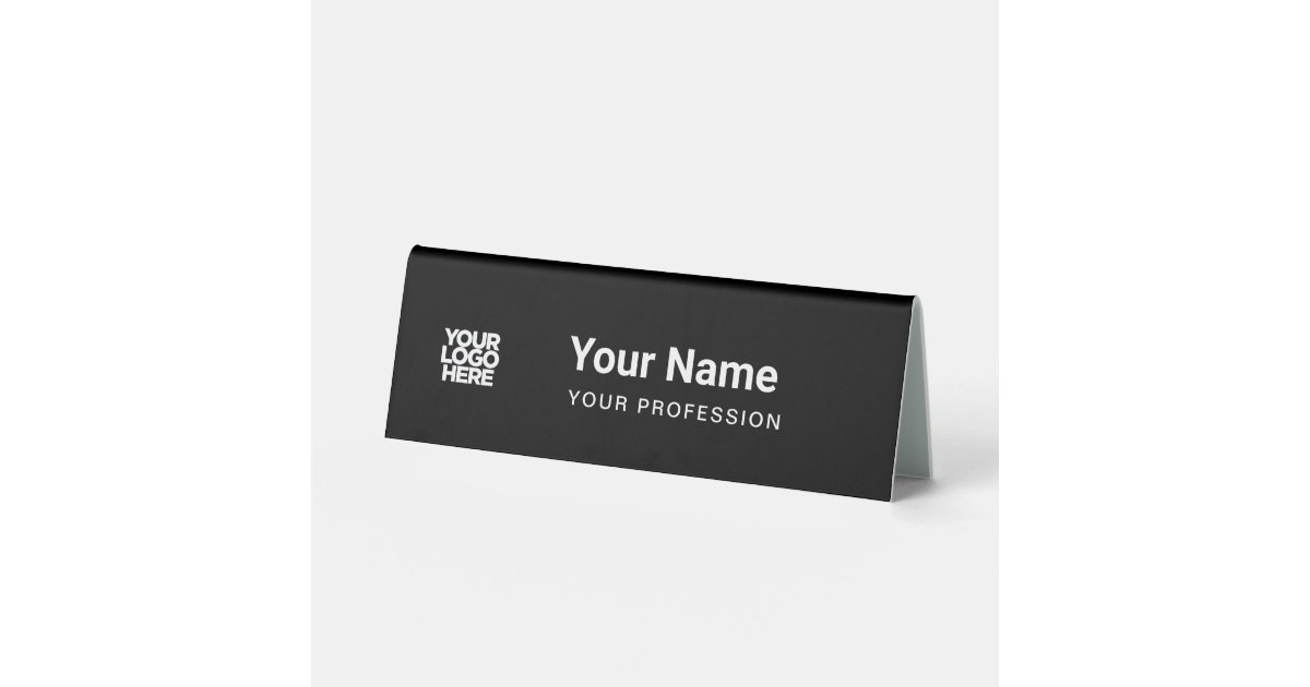 Custom Employee Name Table Tent with Logo | Zazzle