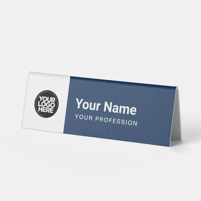 Custom Employee Name Table Tent with Logo | Zazzle