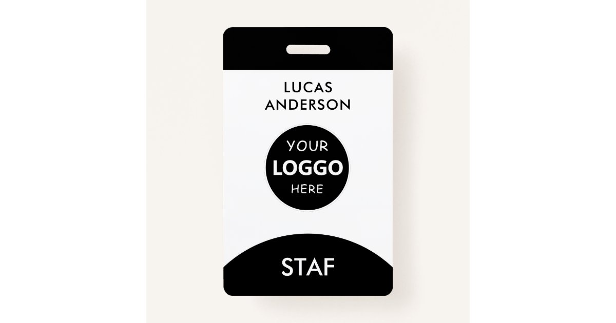 Custom Employee Name Tag Business Logo Staff Badge | Zazzle