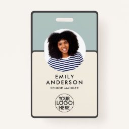 Custom Employee Pass Photo ID Logo Qr barcode Badge | Zazzle
