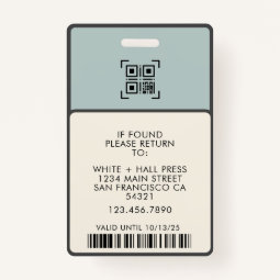 Custom Employee Pass Photo ID Logo Qr barcode Badge | Zazzle