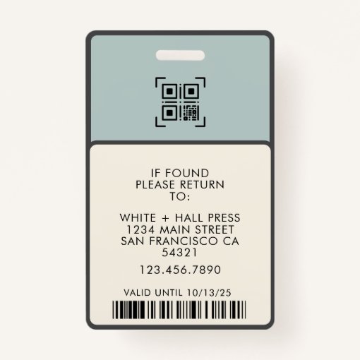 Custom Employee Pass Photo ID Logo Qr barcode Badge | Zazzle