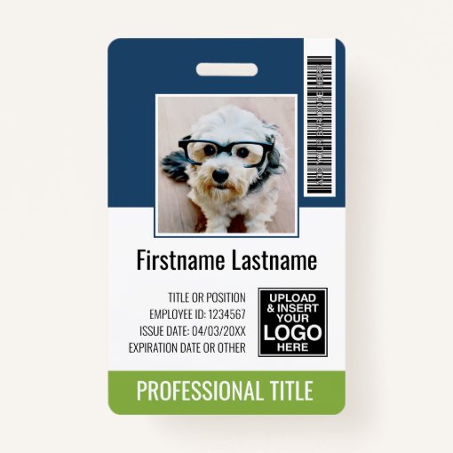 Custom Employee - Photo, Bar Code, Logo, Name Badge | Zazzle