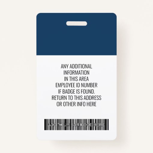 Custom Employee - Photo, Bar Code, Logo, Name Badge | Zazzle