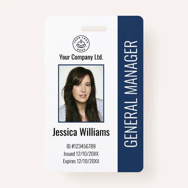 Custom Employee Photo, Bar Code, Logo, Name Badge | Zazzle
