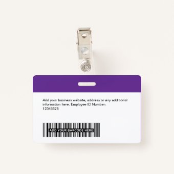 Custom Employee - Photo, Bar Code, Logo, Name Badge | Zazzle