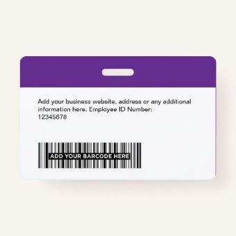 Custom Employee - Photo, Bar Code, Logo, Name Badge | Zazzle