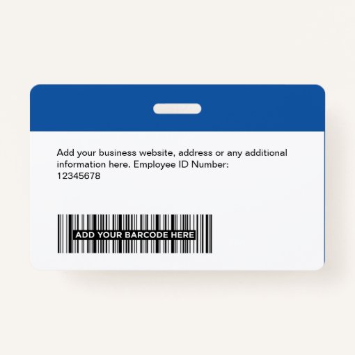 Custom Employee - Photo, Bar Code, Logo, Name Badge | Zazzle