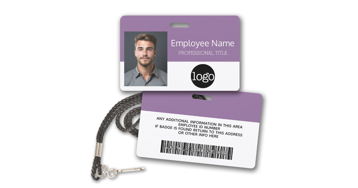 Custom Employee - Photo, Bar Code, Logo, Name Badge | Zazzle