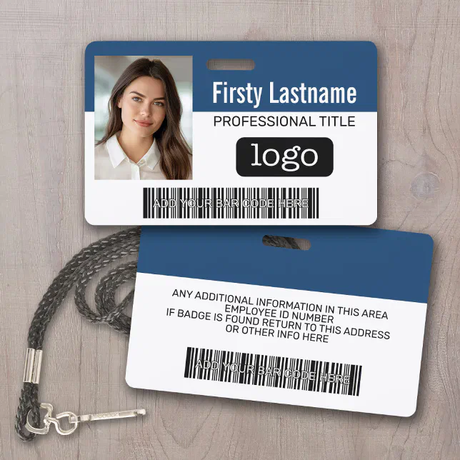 Custom Employee - Photo, Bar Code, Logo, Name Badge | Zazzle