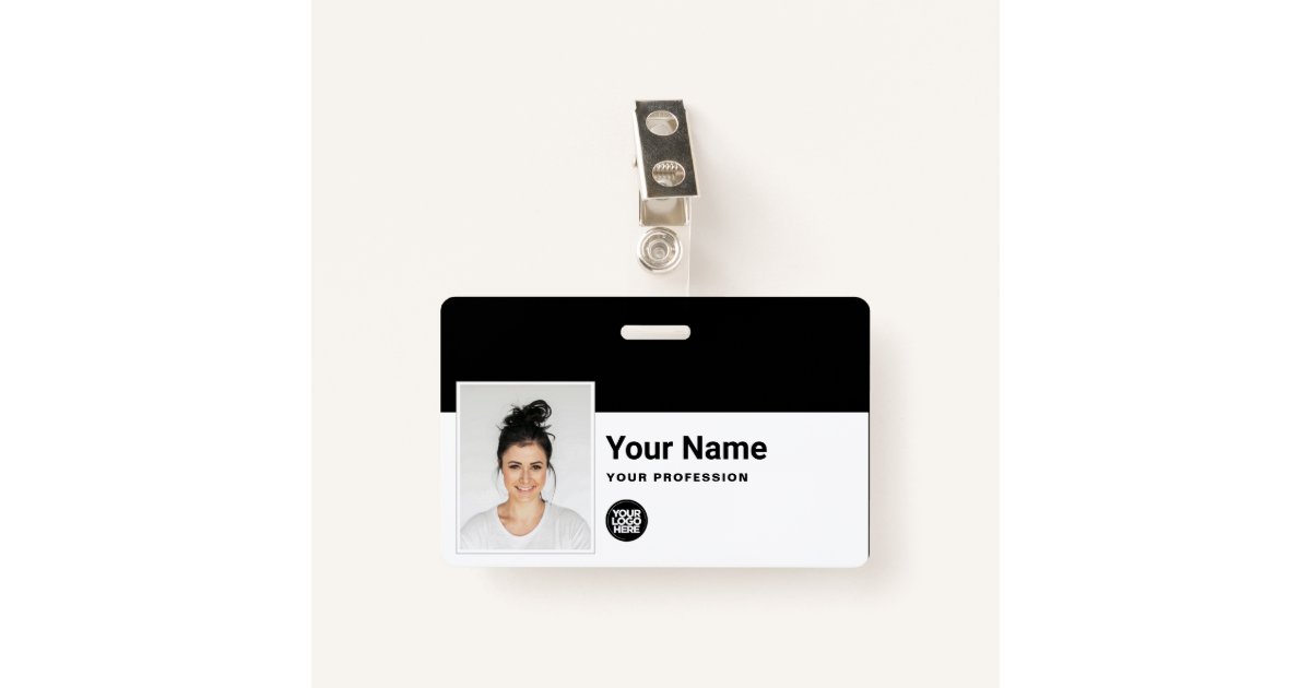 Custom Employee - Photo, Bar Code, Logo, Name Badge | Zazzle
