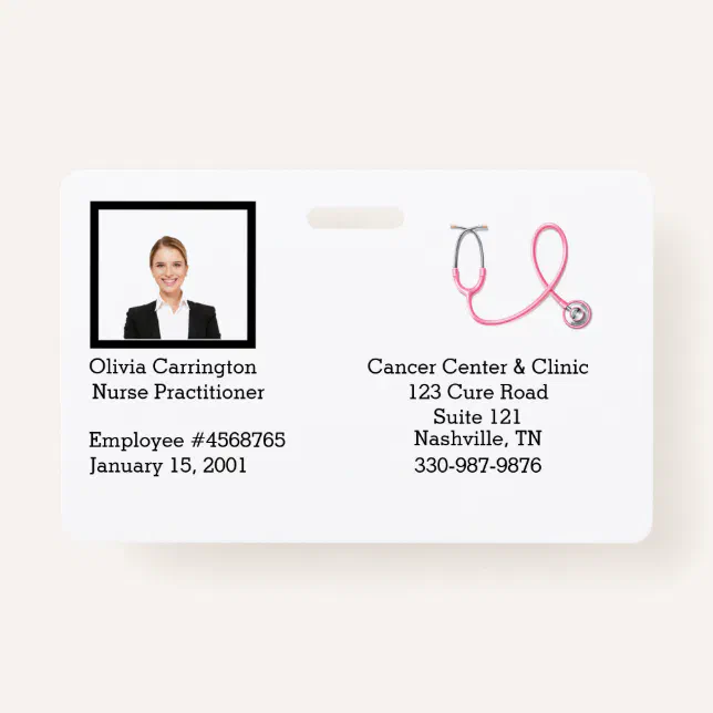 Custom Employee Photo Bar Code Logo Name Badge | Zazzle
