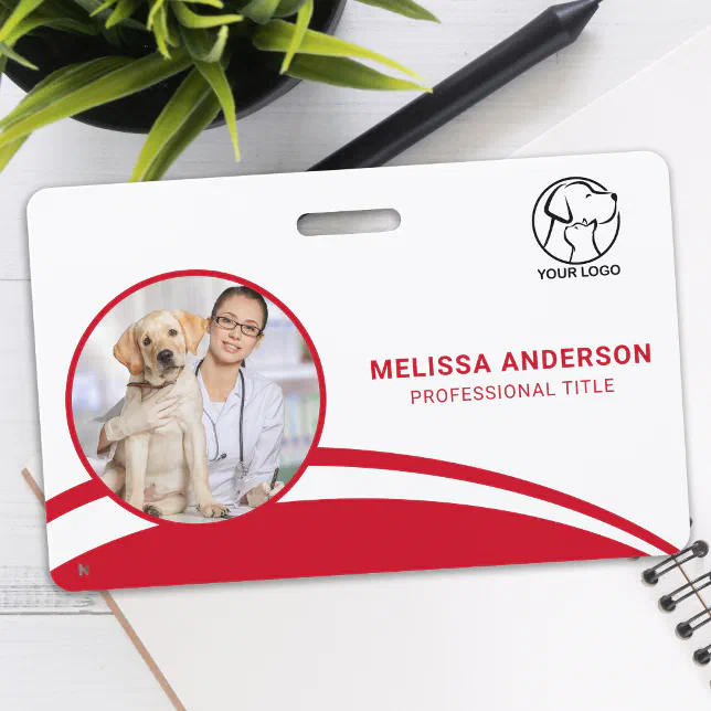 Custom Employee Photo Bar Code Logo Name Business Badge | Zazzle