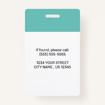 Custom Employee Photo, Bar Code, Logo, Teal ID Badge | Zazzle