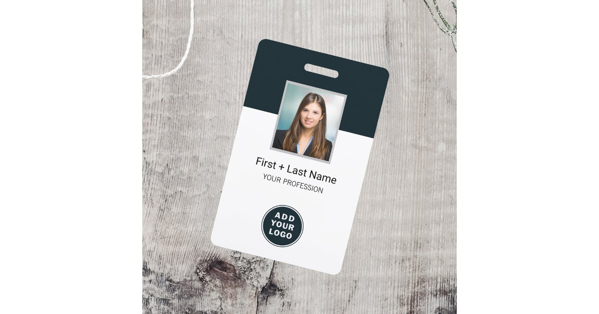 Custom Employee Photo Barcode and Logo Name Badge | Zazzle