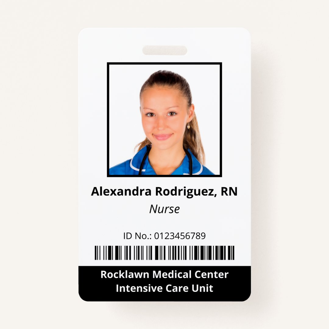 Custom Employee Photo Barcode Hospital ID Badge | Zazzle