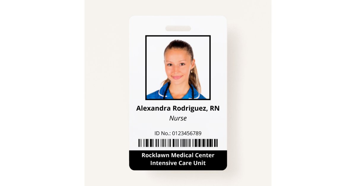 Custom Employee Photo Barcode Hospital ID Badge | Zazzle