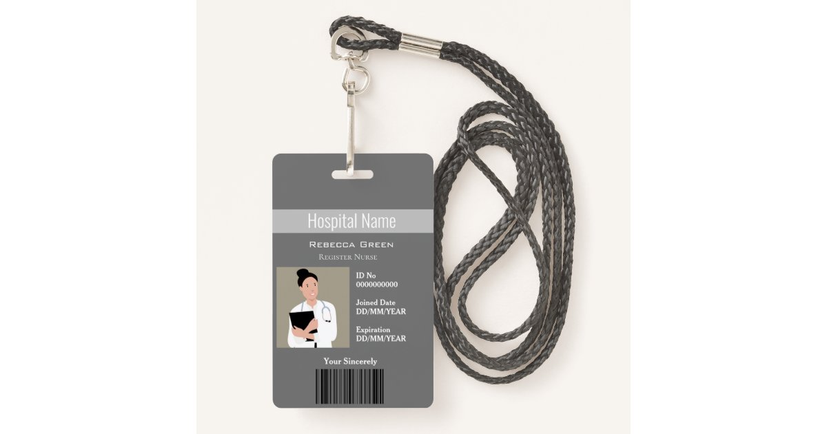 Custom Employee Photo Barcode Name Logo ID Badge | Zazzle