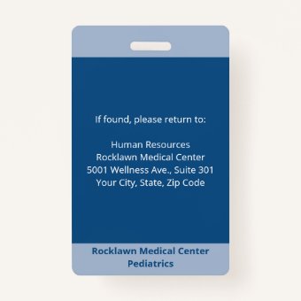 Custom Employee Photo Blue Medical ID Badge | Zazzle