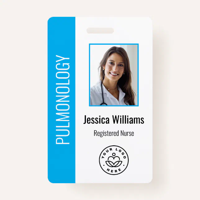 Custom Employee Photo Blue White Medical ID Blue Badge | Zazzle