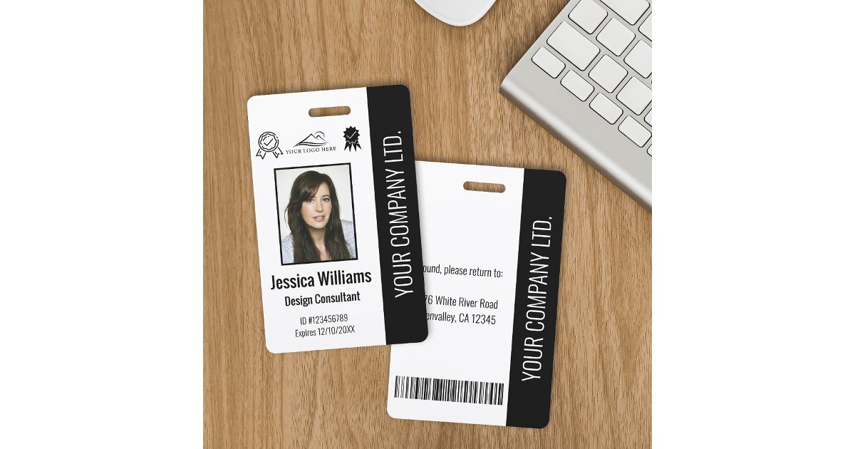 Custom Employee Photo Certification Black ID Badge | Zazzle