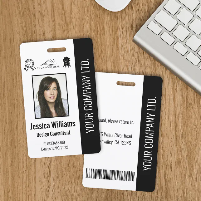Custom Employee Photo Certification Black ID Badge | Zazzle